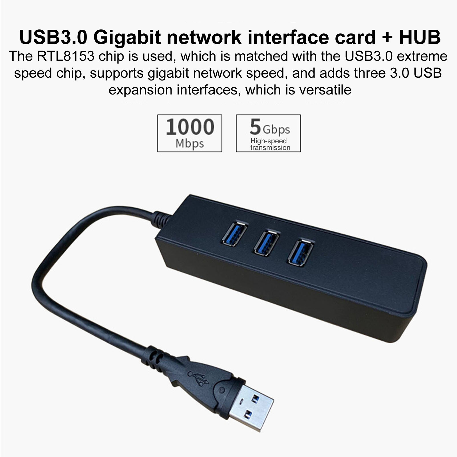 HUB Concentrateur de réseau Ethernet Transfert de données rapide 3 USB ...